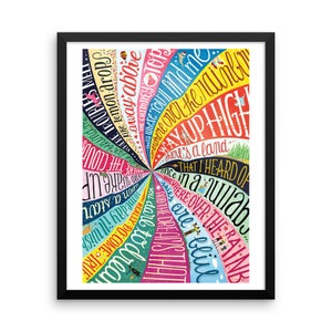 FRAMED Wizard of Oz Film Poster, Over the Rainbow Typography Lyrics ...