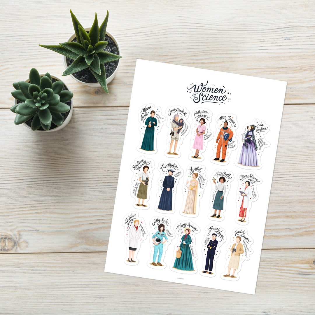 Women of Science Sticker Sheet, Feminist Scientist Stickers - Etsy