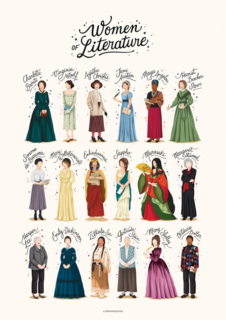 Women of Literature Printable Print, Feminism Literary Gift, Book Lover ...