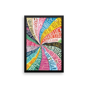 FRAMED Wizard of Oz Film Poster, Over the Rainbow Typography Lyrics ...