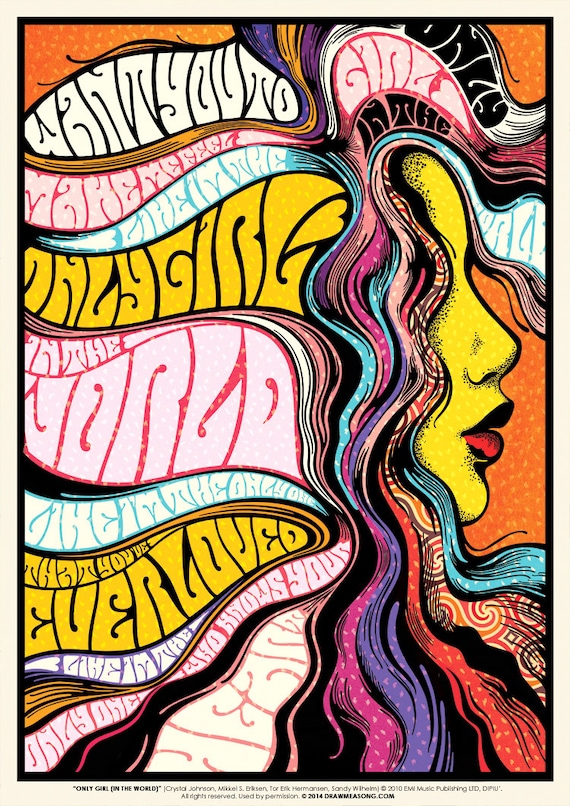 Postcards Paper Trippy Hippie Girl Print Postcard Stationery Etna Pe