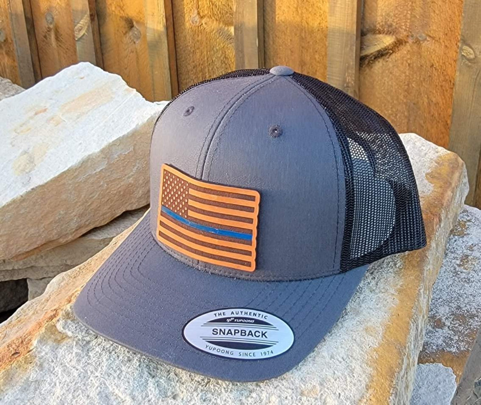 BLUE LINE LEATHER Patch Hat Personalized Laser Engraved Police Gift ...