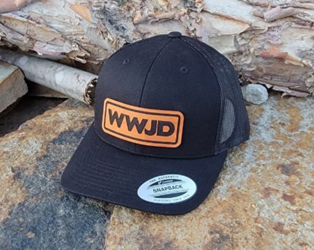 Christian Hat for Men, WWJD, Leather Patch Hat, Religious Hat, Trucker ...