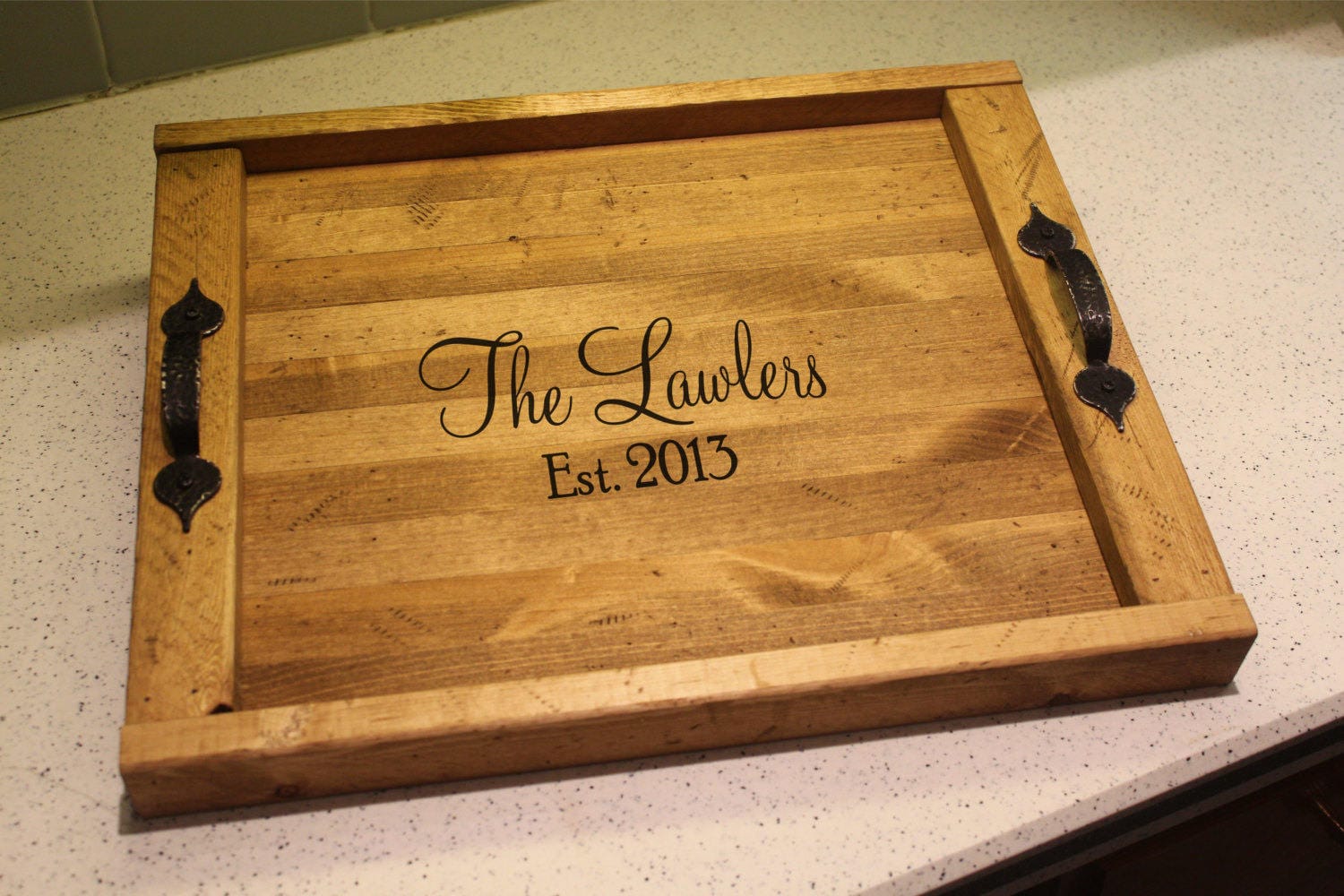 Personalized Tray Rustic Serving Tray Ottomon Tray Custom Monogram Tray ...