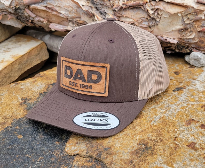 DAD HAT Gift for Dad Fathers Day Custom Logo Leather Patch Hat ...