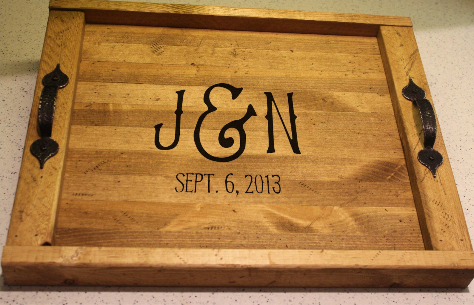 Personalized Tray Rustic Serving Tray Ottomon Tray Custom Monogram Tray ...