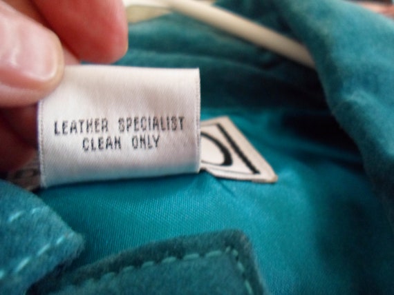Vintage CLIO Teal Suede Leather Jacket Size 4 Beautif… - Gem