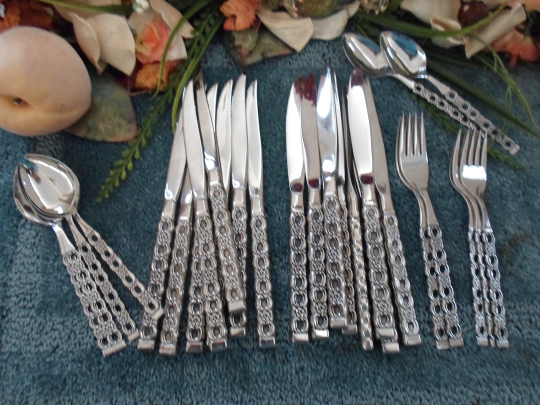 APPLIQUE Vintage Oneida Usa 18/8 Deluxe Line Stainless 27pc - Etsy