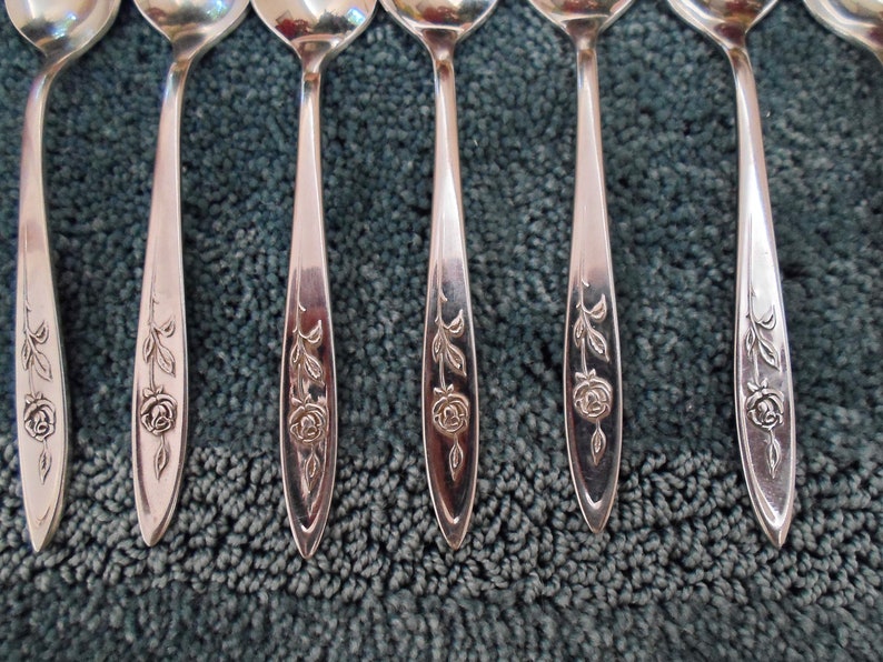 Vintage Oneida Usa MY ROSE 18/8 Community Line Stainless Nine Teaspoons ...
