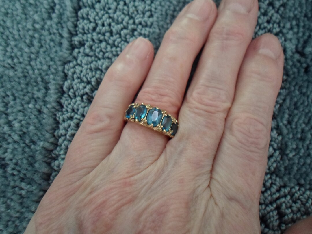 Vintage Estate Personal Collection Blue Stones (topaz?) Gold Dinner ...