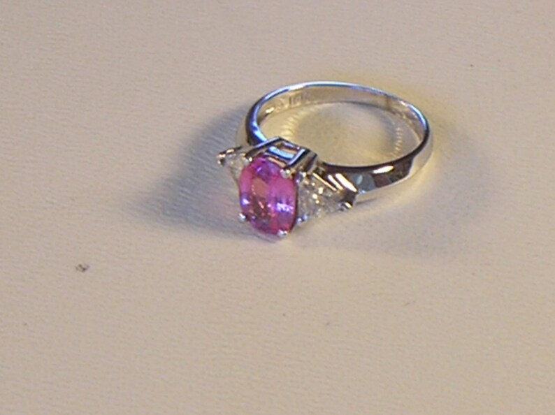 24. Rare Pink Sapphire, Triangle Cut Diamond Accents & White Gold - Etsy