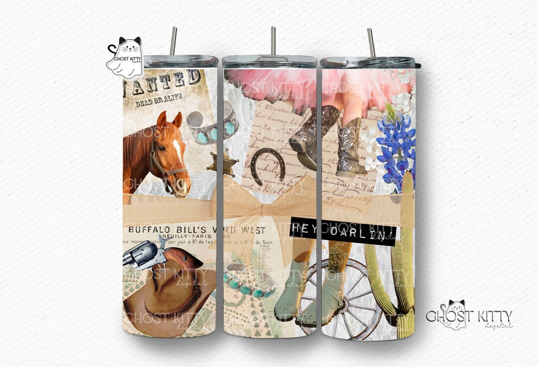 Pink Cowgirl Tumbler Wrap, Wild West Collage (PNG Digital Download) - Etsy