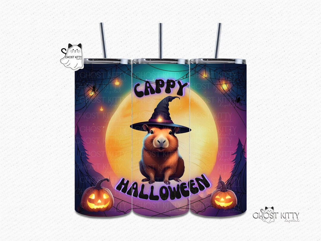 Cappy Halloween Tumbler Sublimation Wrap Capybara Witch Trick or Treat ...