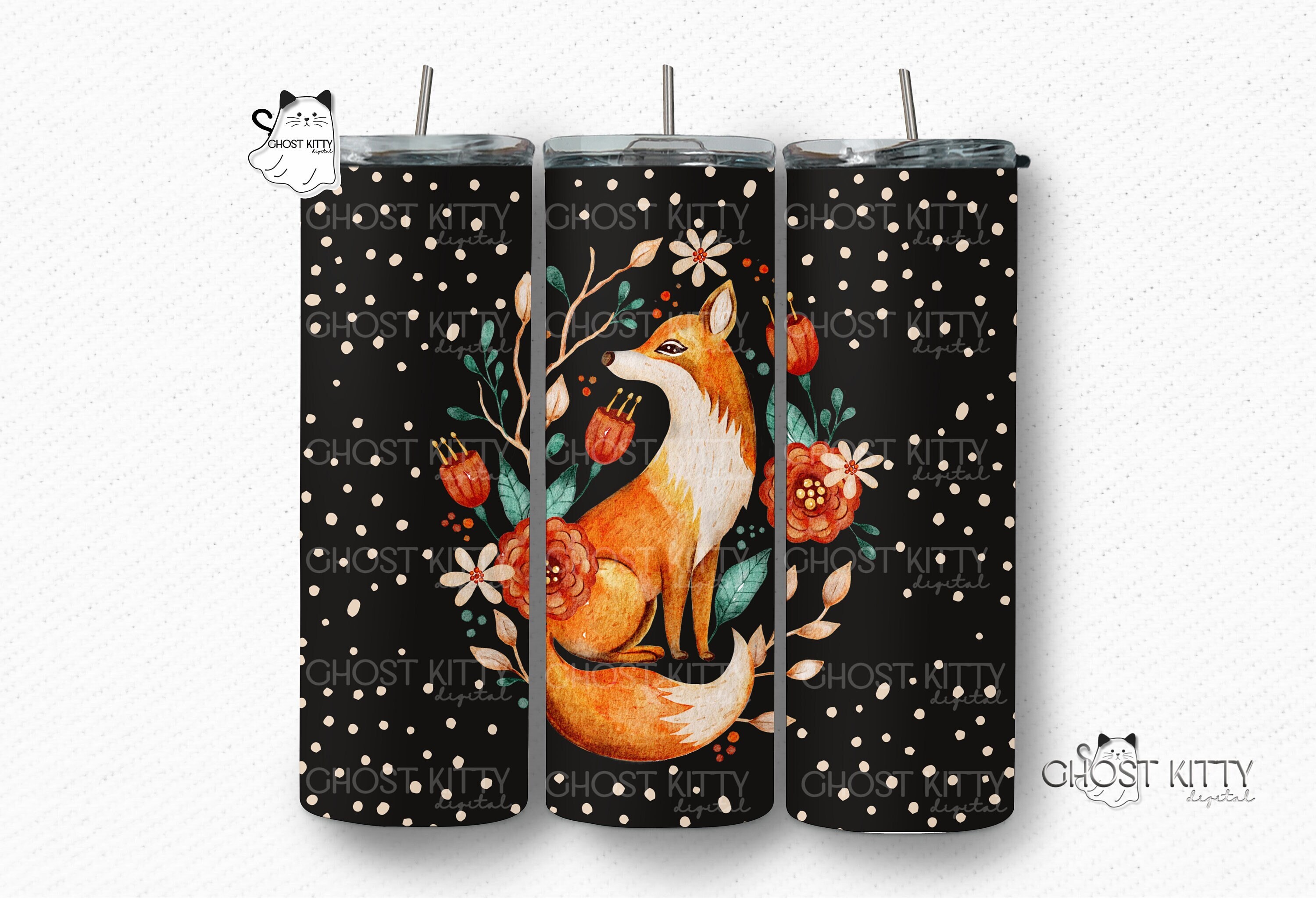 Fox Tumbler Wrap Cottage Core Fox PNG Skinny Tumbler Sublimation Mug ...