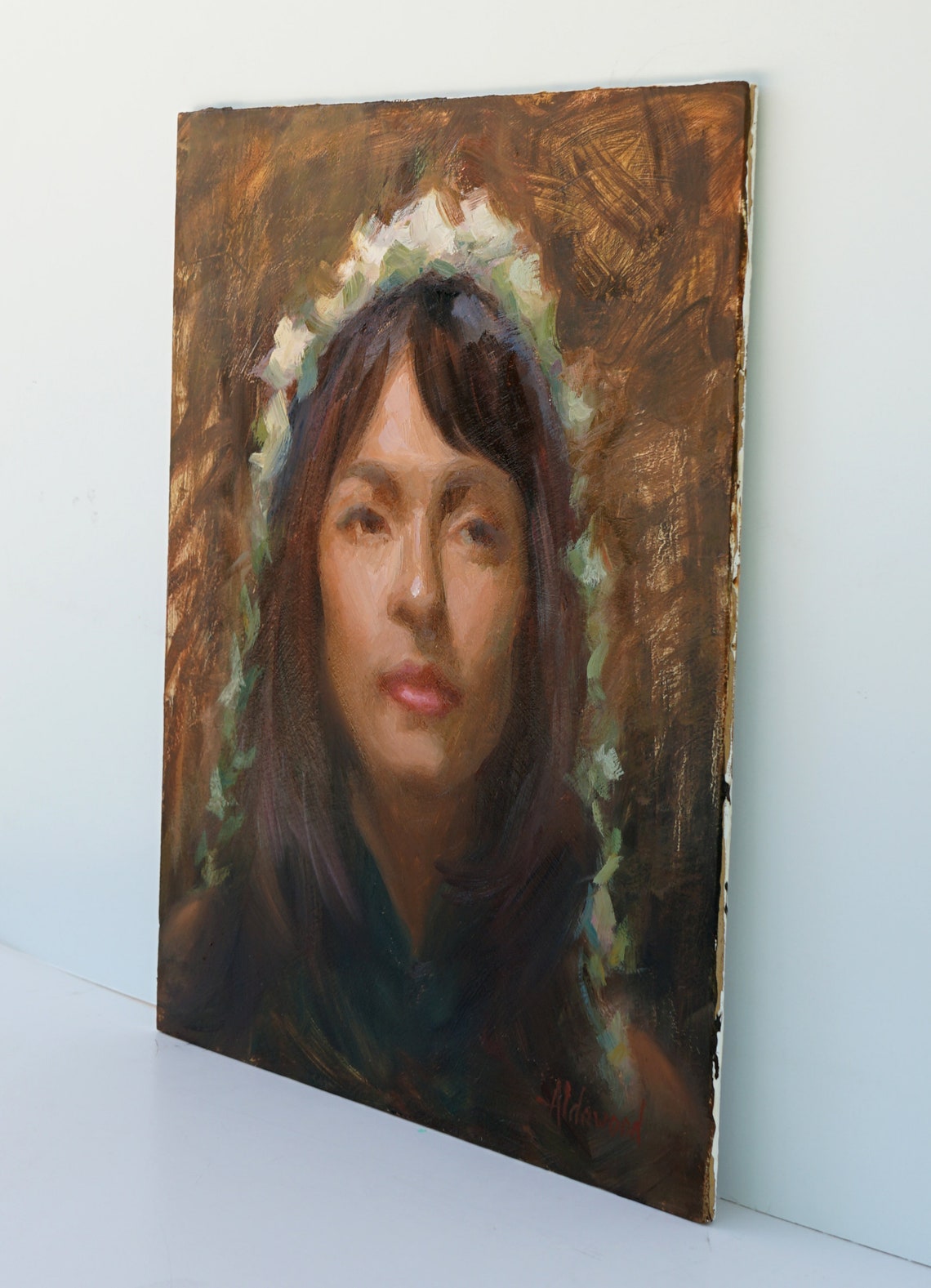 Portrait of Young Woman, Original Oil Portrait, Realistic Female Face ...