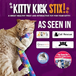 11" Interactive Catnip Kitty Kick Stix W/ Potent USA Catnip for All Cats and Kittens. Cat ...