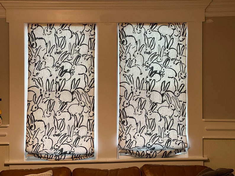 Hunt Slonem Bunny Rabbit Roman Shade: Hutch Lee Jofa Linen - Etsy