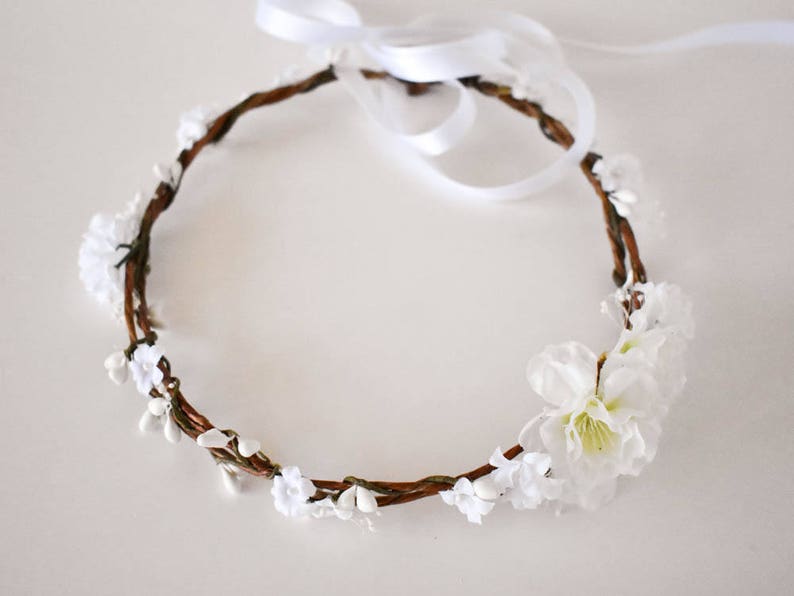 White Flower Crown White Floral Crown White Bridal Crown White Silk ...