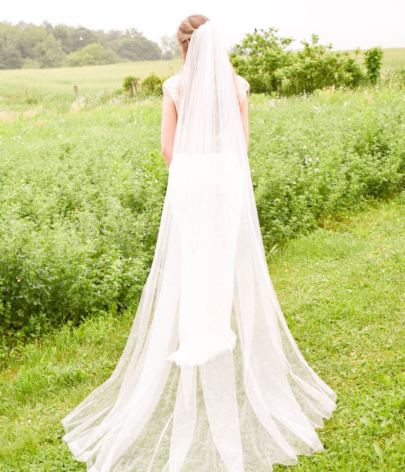 Soft Full Ballet Length Veil. Simple Smooth Cut Edge Veil. Bridal Veil ...
