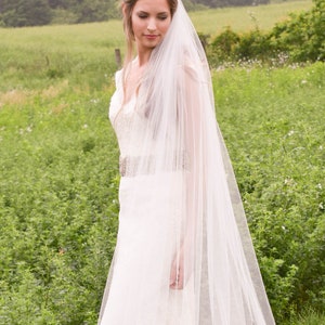 Soft Full Ballet Length Veil. Simple Smooth Cut Edge Veil. Bridal Veil ...