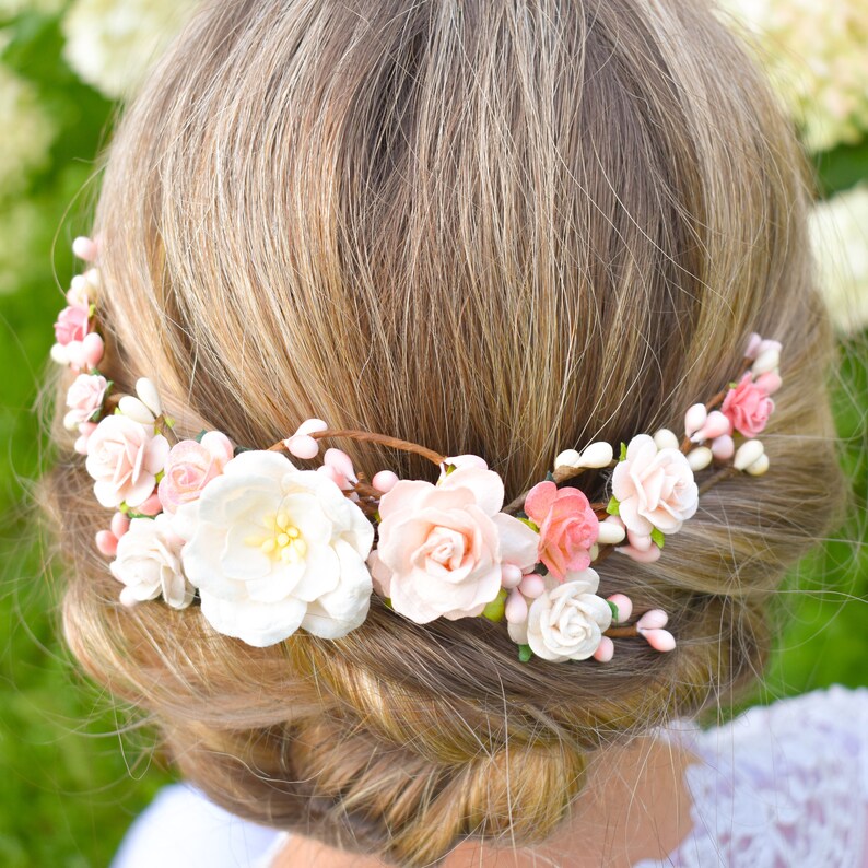 Blush, Coral, and Ivory Bridal Headpiece Coral Headpiece. Fall Wedding ...