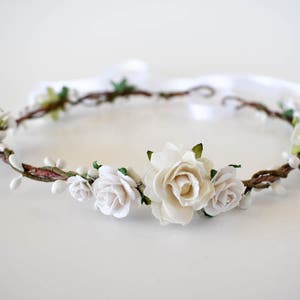 White Floral Crown. White Bridal Crown. Rustic Flower Crown. Wedding ...