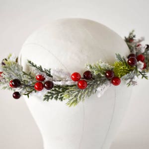 Christmas Crown, Holiday Flower Crown. Burgundy and Red Berry Crown ...