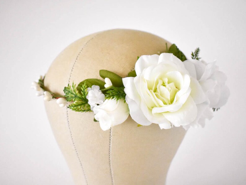 White Flower Crown. White Bridal Headpiece. White Wedding Headpiece ...
