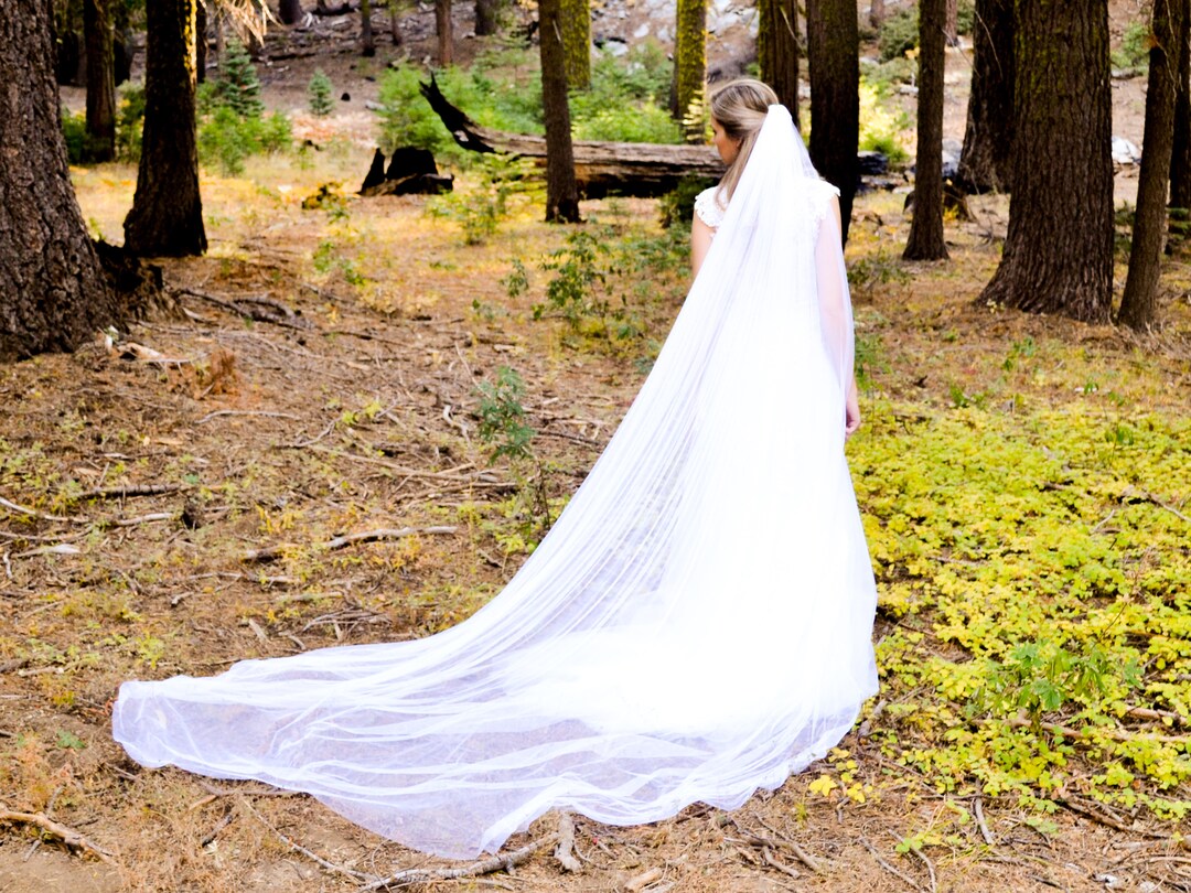 Chapel Length Veil. Soft, Full, Smooth Edge Veil. Soft English Netting ...