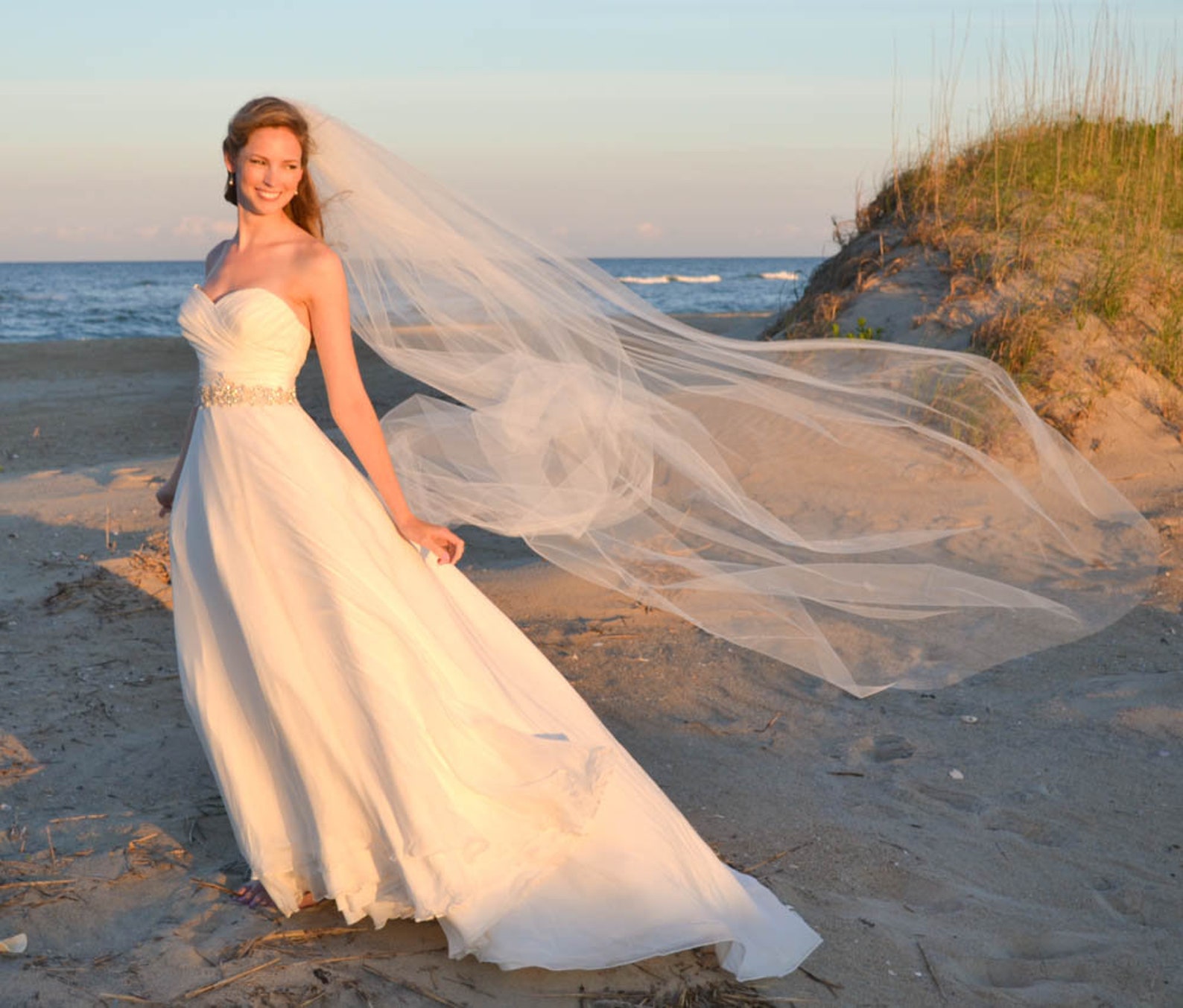 Soft Full Ballet Length Veil. Simple Smooth Cut Edge Veil. Bridal Veil ...