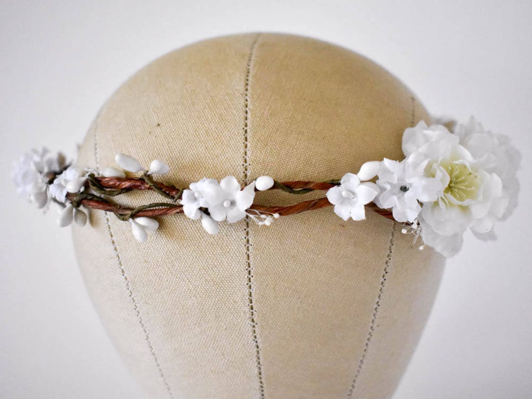 White Flower Crown White Floral Crown White Bridal Crown White Silk ...
