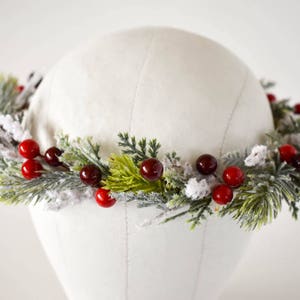 Christmas Crown, Holiday Flower Crown. Burgundy and Red Berry Crown ...