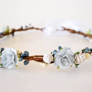 Blue Flower Crown. Light Blue and White Floral Crown. Wedding Crown in ...