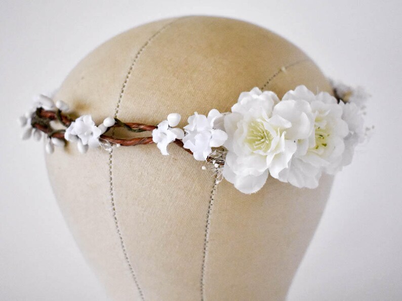 White Flower Crown White Floral Crown White Bridal Crown White Silk ...