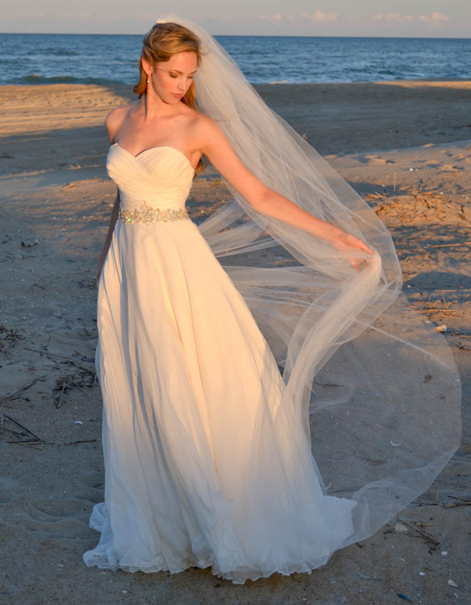 Soft Full Ballet Length Veil. Simple Smooth Cut Edge Veil. Bridal Veil ...