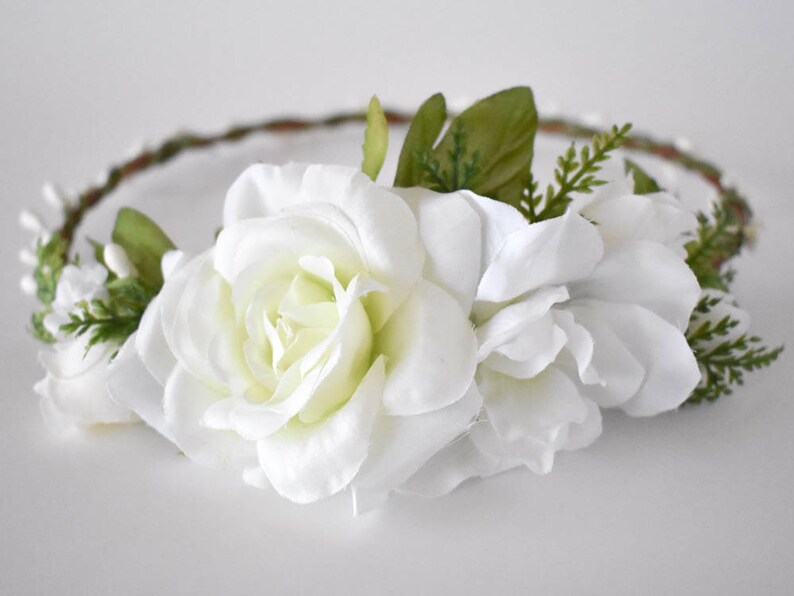 White Flower Crown. White Bridal Headpiece. White Wedding Headpiece ...