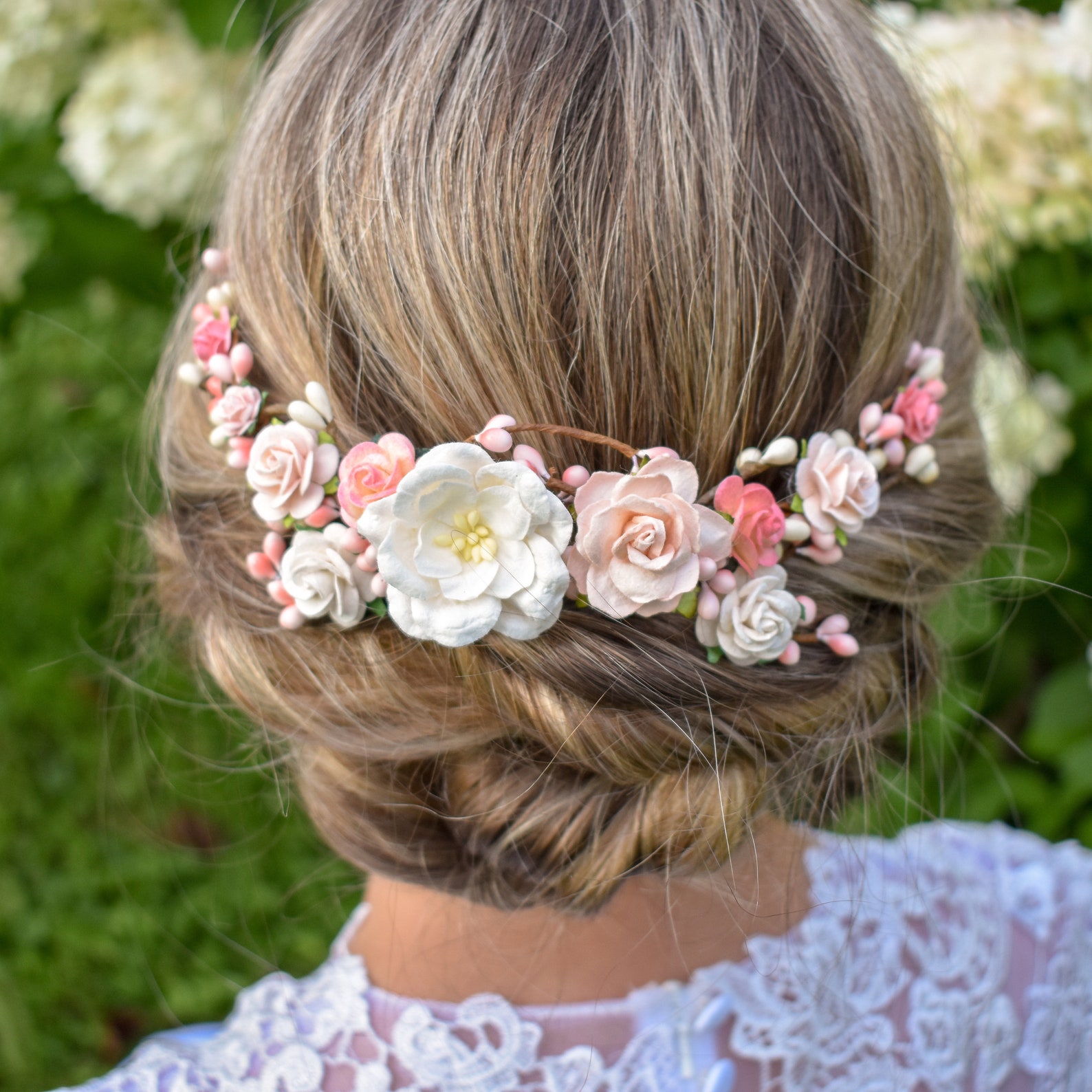 Blush, Coral, and Ivory Bridal Headpiece Coral Headpiece. Fall Wedding ...
