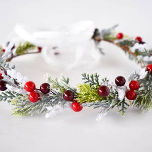 Christmas Crown, Holiday Flower Crown. Burgundy and Red Berry Crown ...