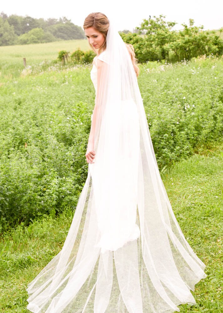 Soft Full Ballet Length Veil. Simple Smooth Cut Edge Veil. Bridal Veil ...
