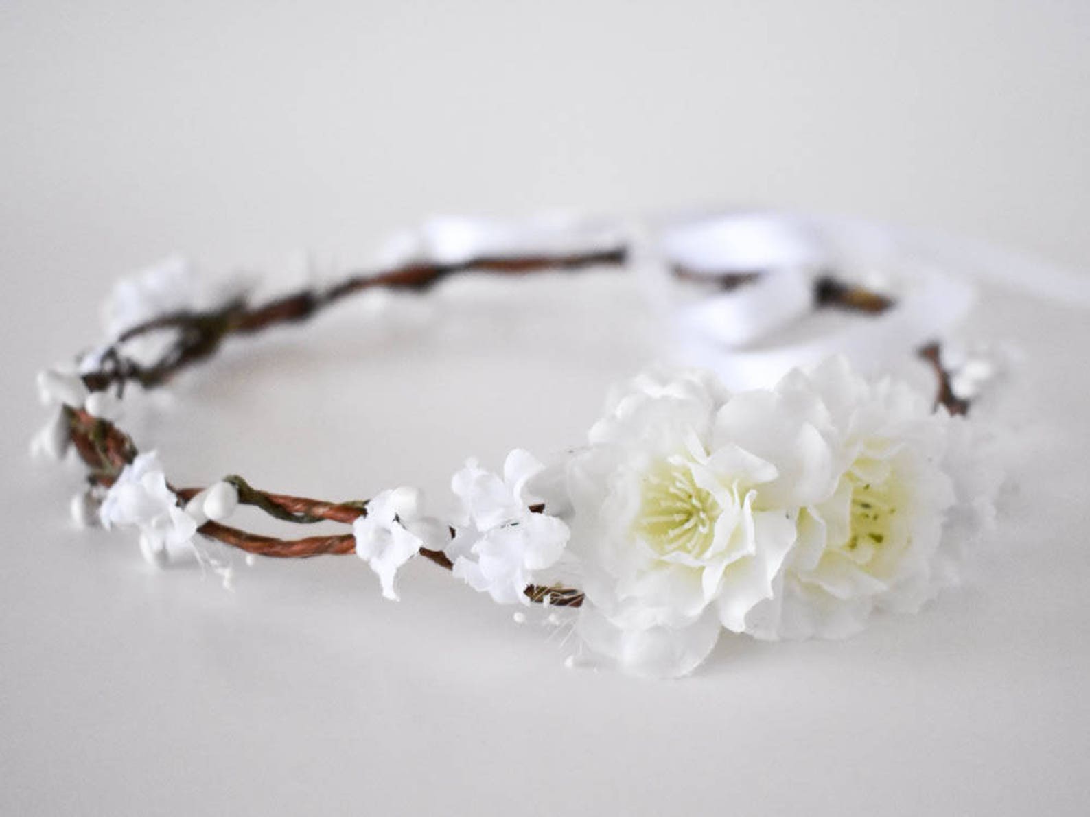 White Flower Crown White Floral Crown White Bridal Crown White - Etsy