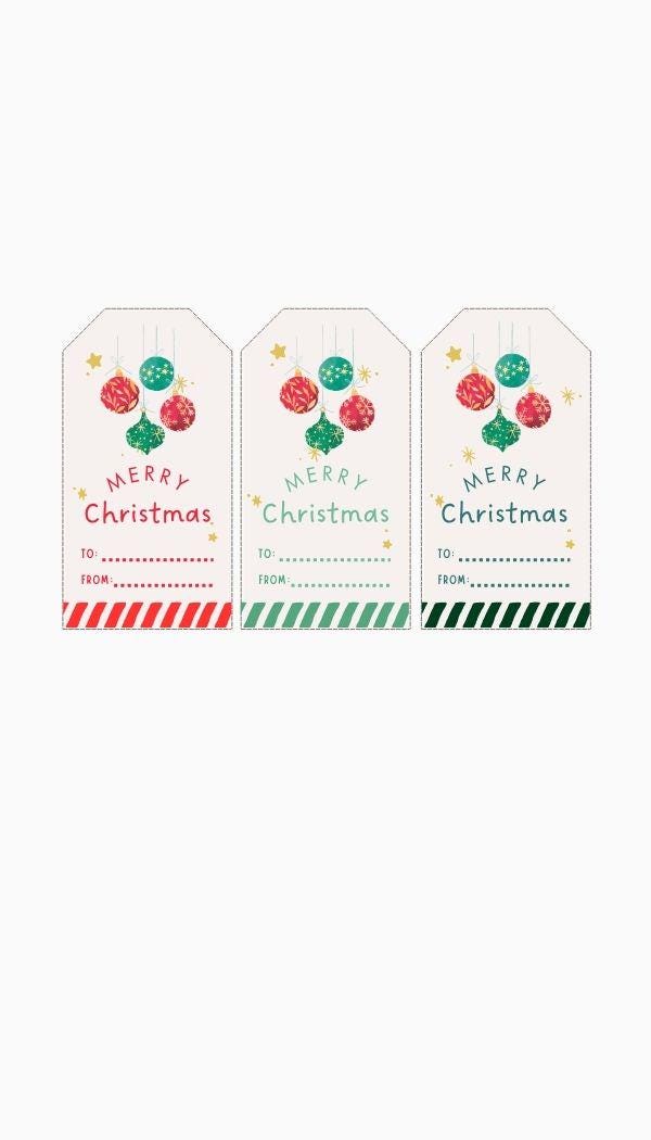 Printable Christmas Gift Tags: Ornaments & Sparkle, Instant Download ...