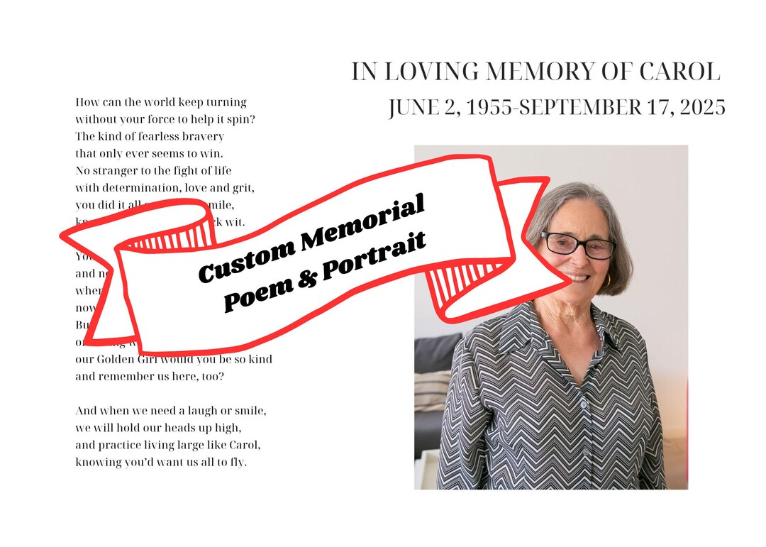 Custom Memorial Poem & Portrait Printable Gift - Etsy Canada