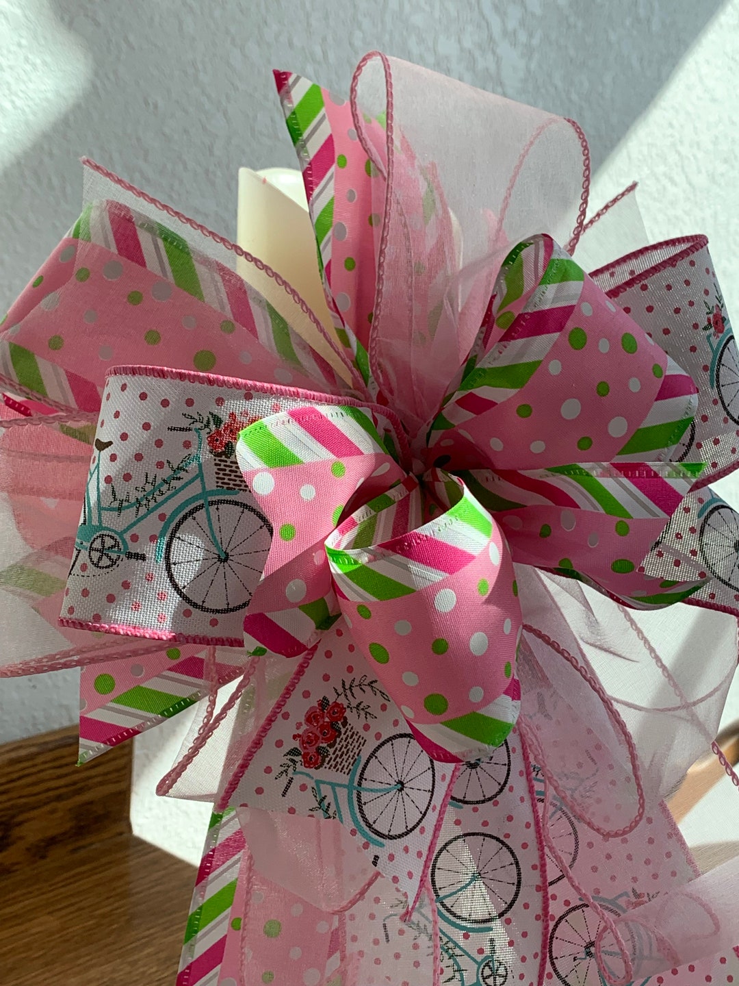 Colorful Pink Bow, Fun Bow, for a Child's Room, Party Decor, Wreath Bow ...