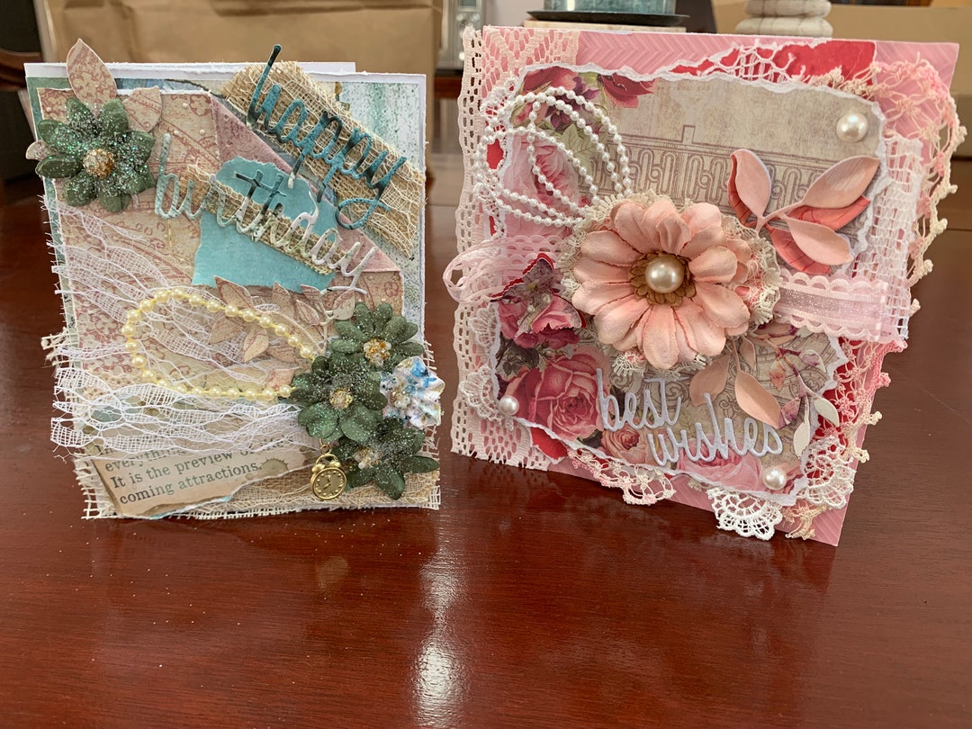 Shabby Chic Birthday Card, Lace and Burlap, Handmade Box - Etsy