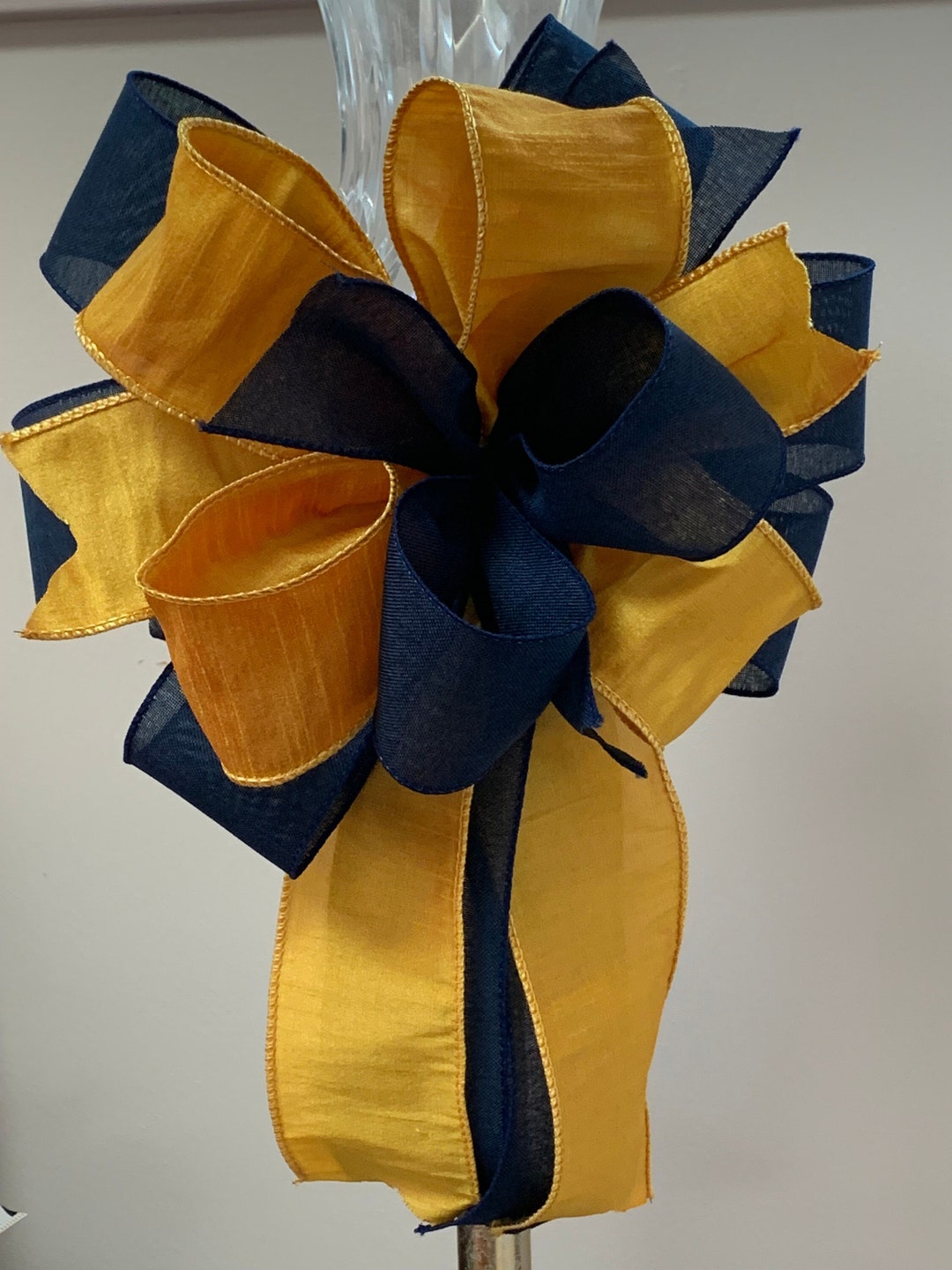 Navy Blue and Gold Bow, Polka Dots, School Colors, Sports Colors to ...