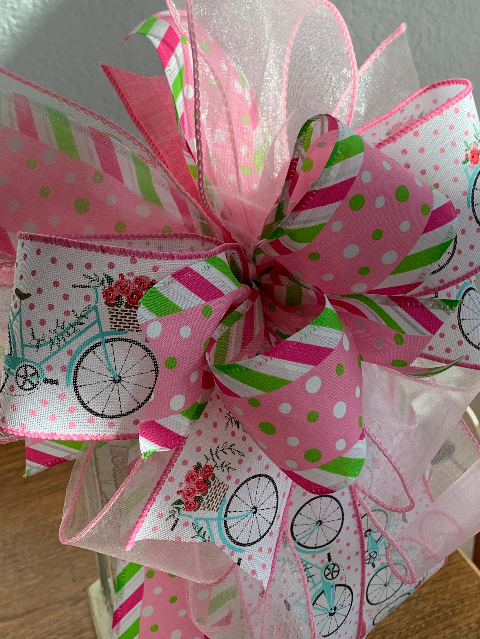 Colorful Pink Bow, Fun Bow, for a Child's Room, Party Decor, Wreath Bow ...
