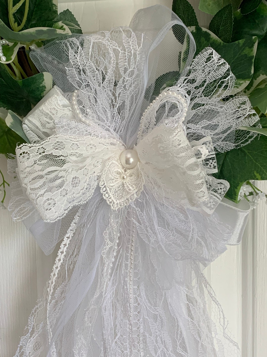 White Shabby Chic Bow Wedding Bow First Communion Bow - Etsy