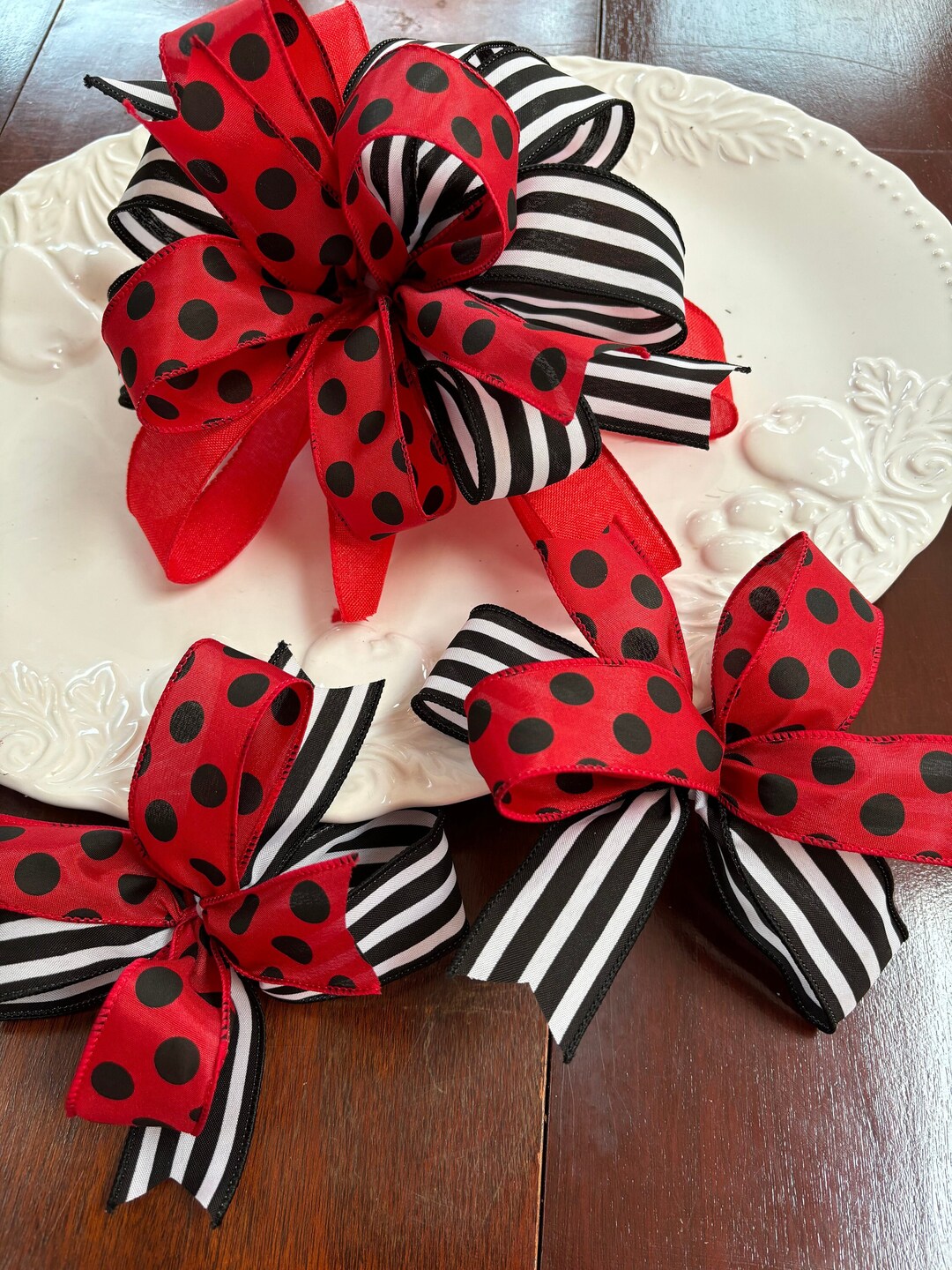 Another Red and Black Fun Bow for a Party, Wreath Bow, Basket Bow ...