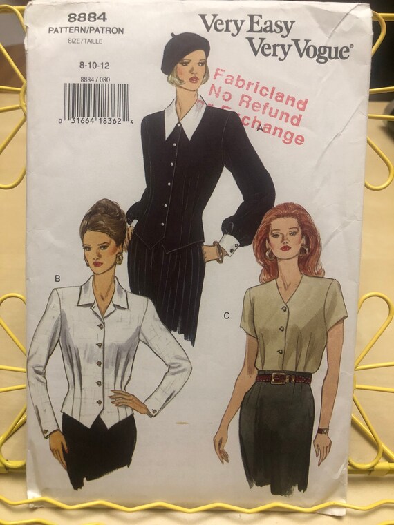 Vogue 8884 Sewing Pattern UNCUT Blouse Wth Front and Back | Etsy