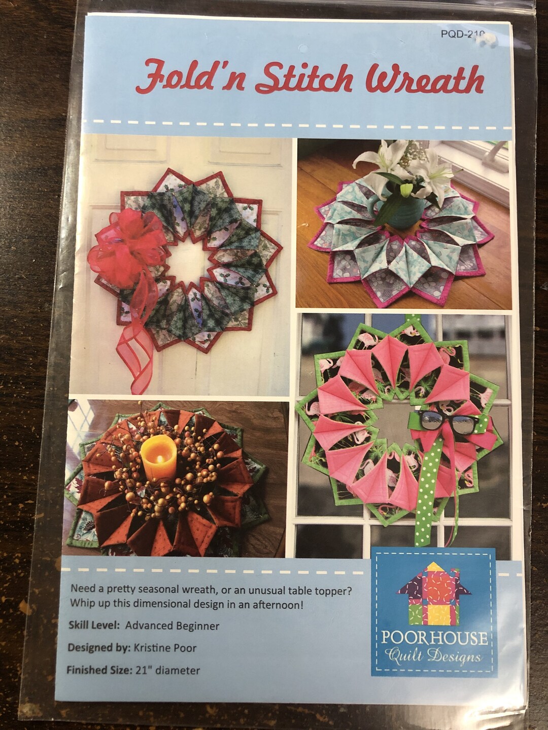 Poorhouse Quilt Designs Fold'n Stitch Wreath Ptrn - Etsy